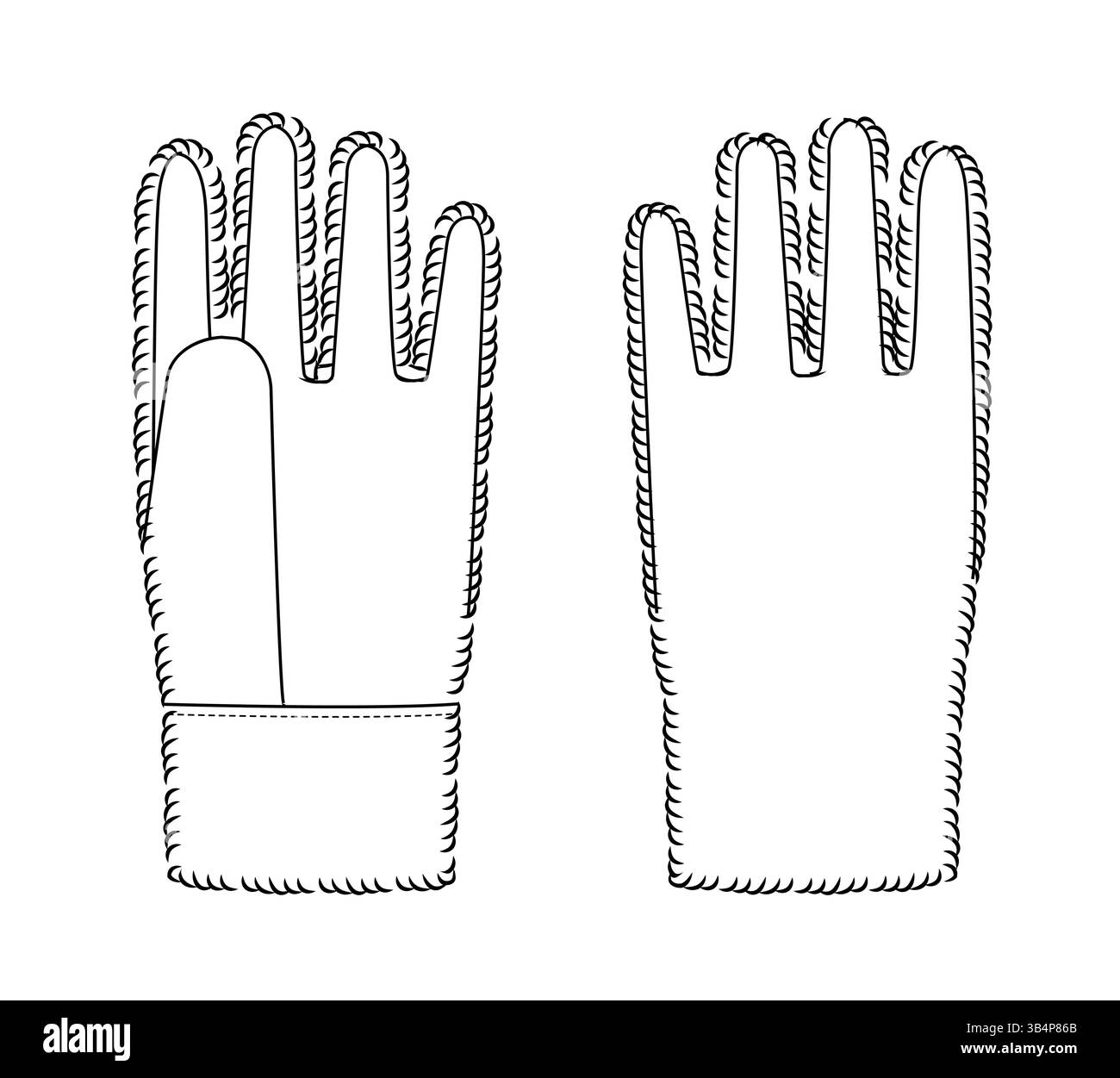 Fluffy Gloves Fashion hand accessory clothing technical illustration ...