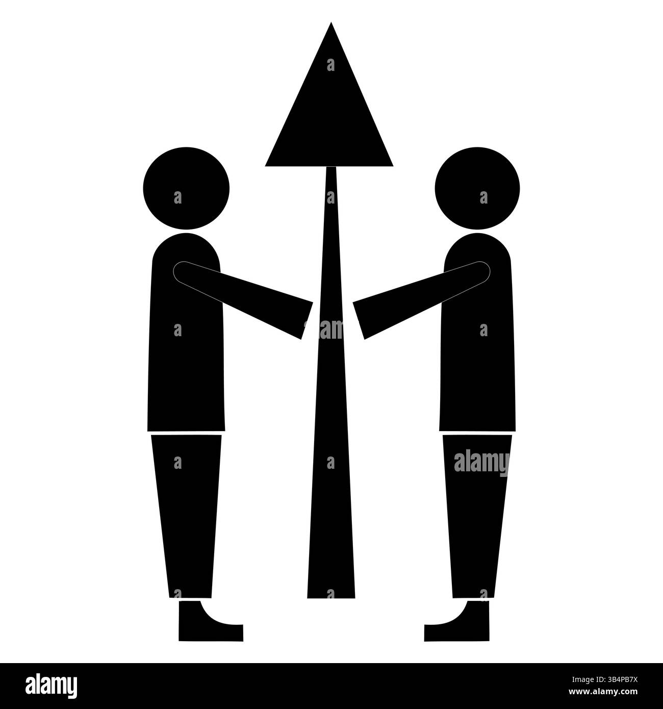 Handshake icon. Up arrow symbol. Partnership success vector ...