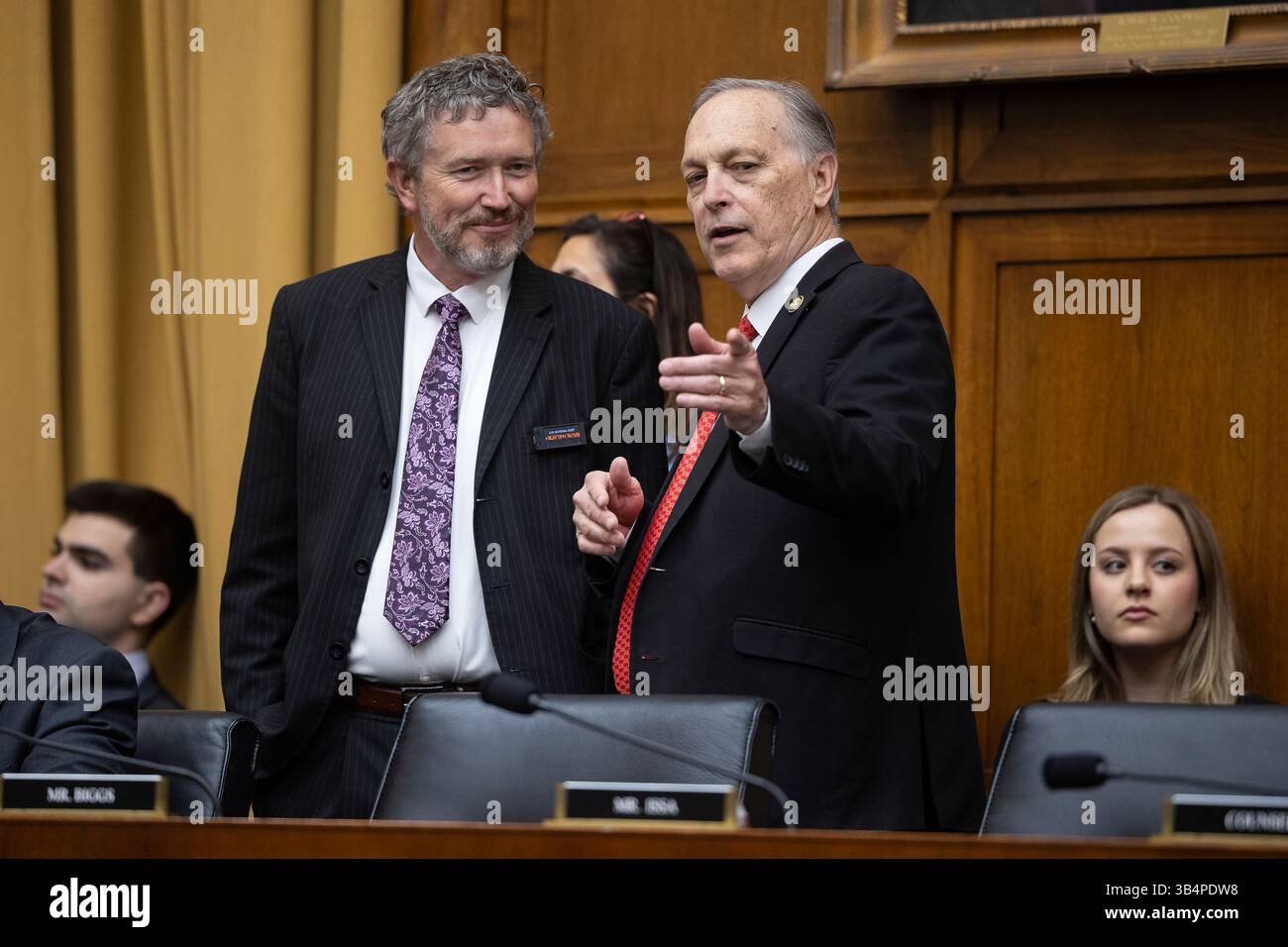 Reps. Thomas Massie (R-Ky.) and Andy Biggs (R-Ariz.) are seen before a ...