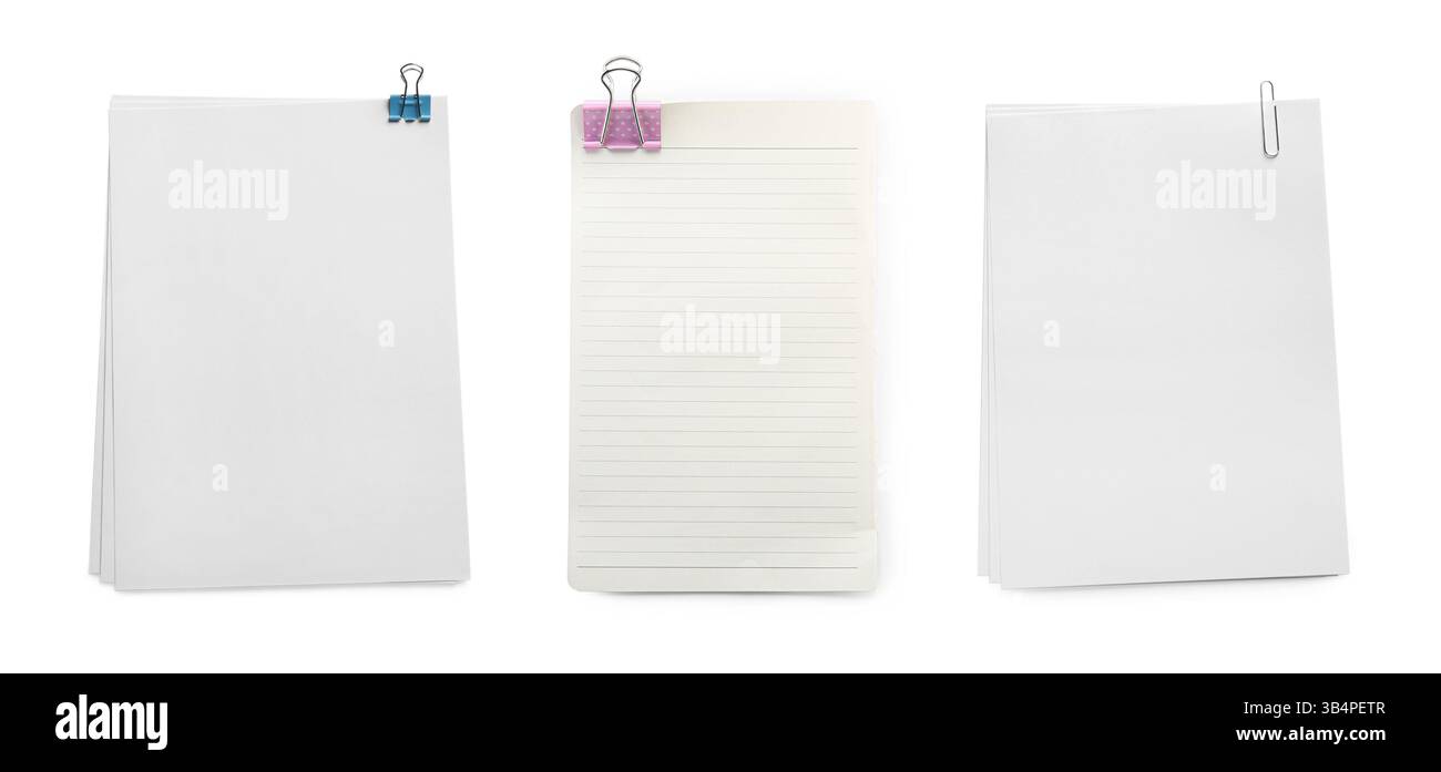 Different notebook sheets isolated on white, set Stock Photo - Alamy