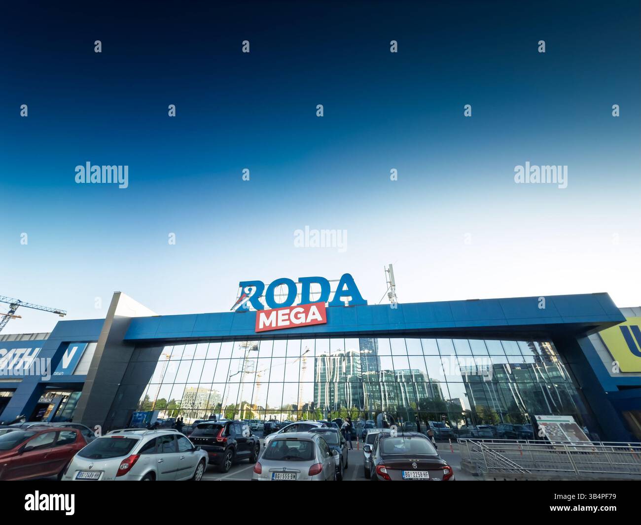 BELGRADE, SERBIA - MARCH 15, 2025: logo Roda supermarket on their roda ...