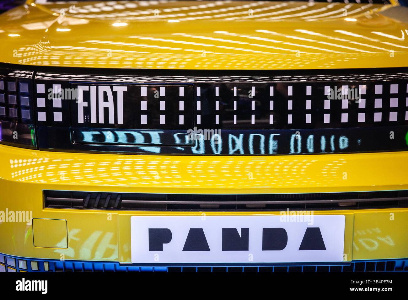 BELGRADE, SERBIA - MARCH 15, 2025: The yellow Fiat Grande Panda concept ...