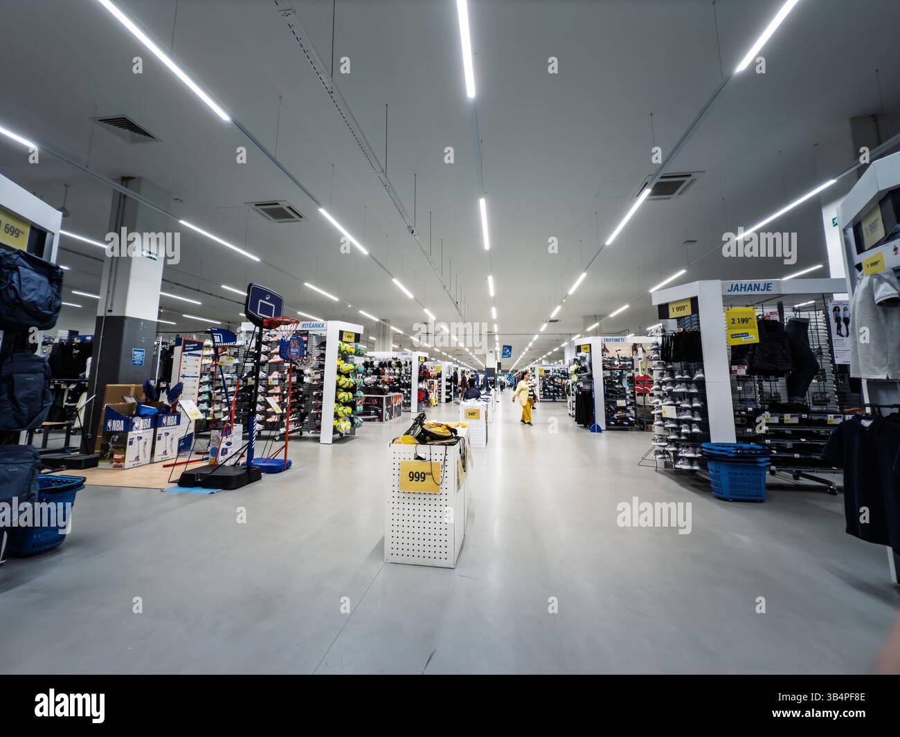 BELGRADE, SERBIA - MARCH 15, 2025: Central aisle inside a Decathlon ...