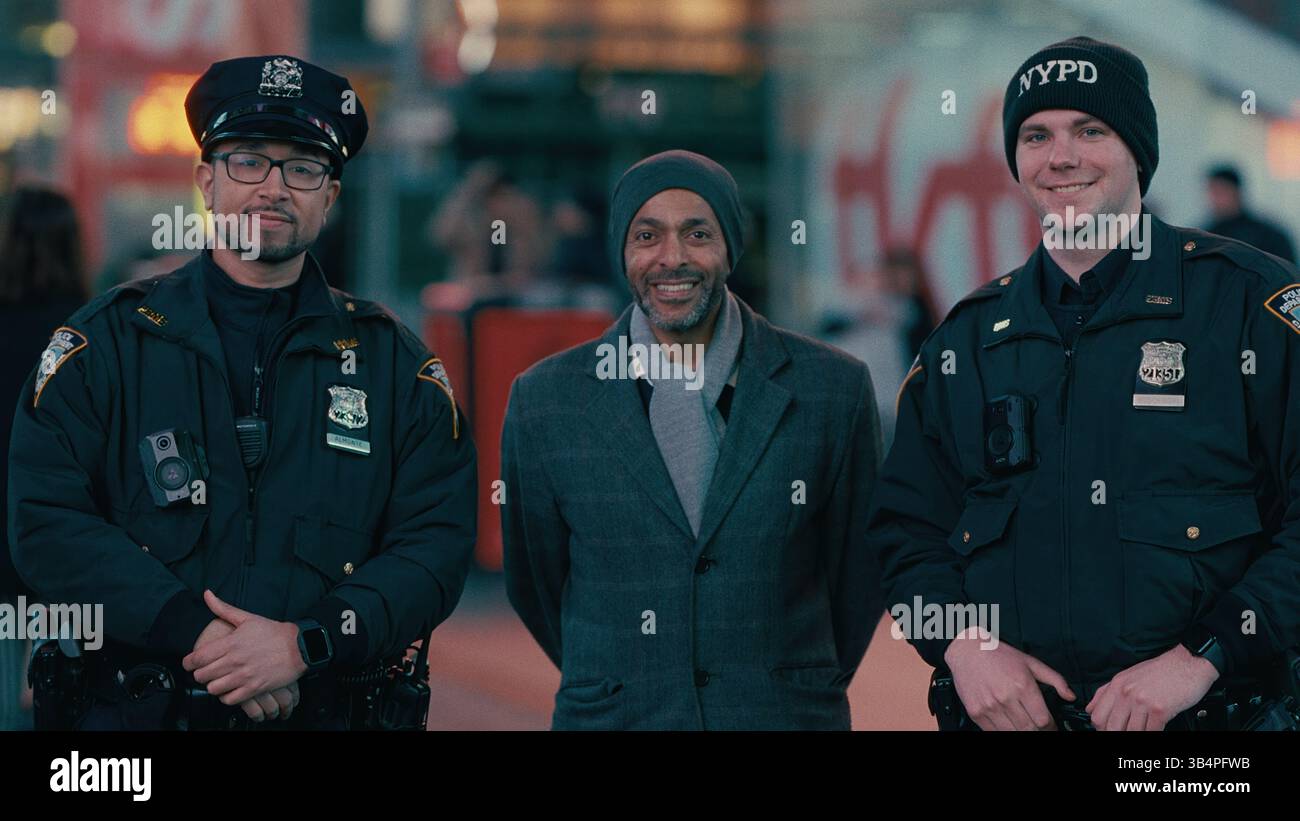 NEW YORK, USA - FEBRUARY 14, 2025 - Two NYPD police officers posing ...