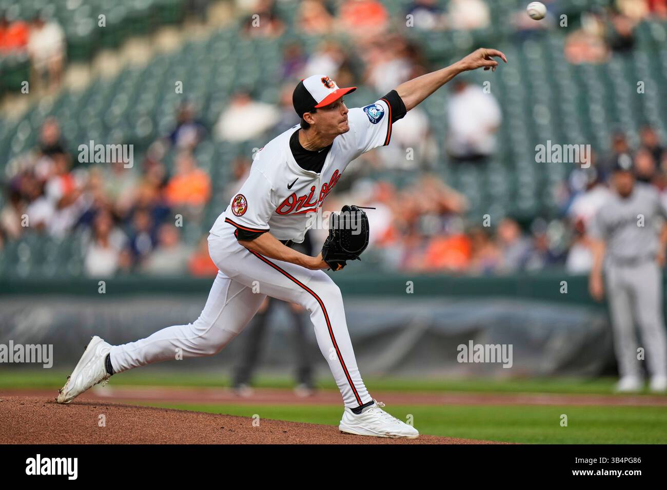 Baltimore Orioles starting pitcher Cade Povich delivers during the ...