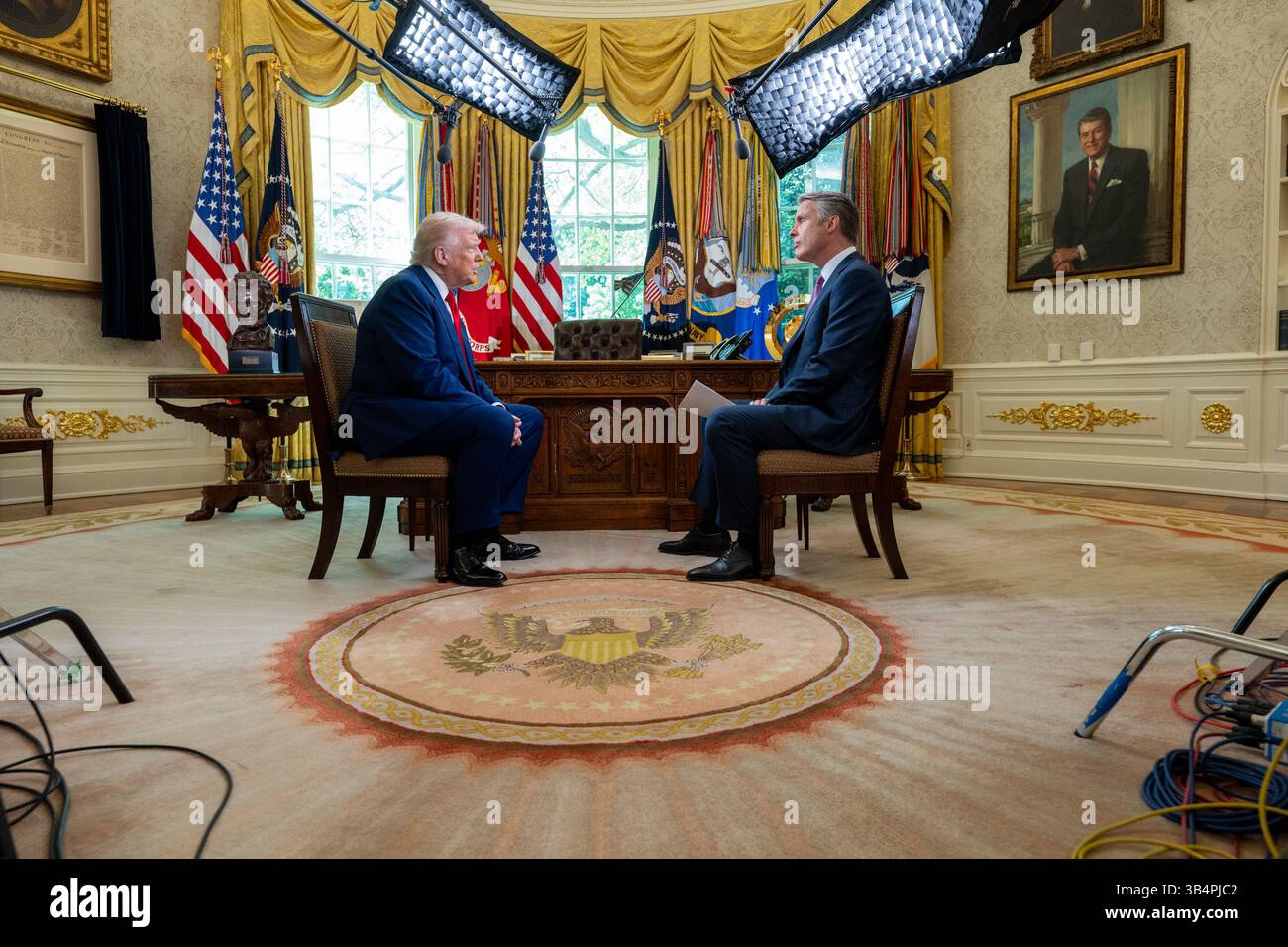 President Donald Trump is interviewed by Terry Moran from ABC News in ...