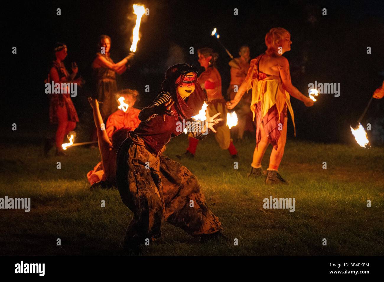 Performers take part in the Beltane Fire Festival in Edinburgh. A ...