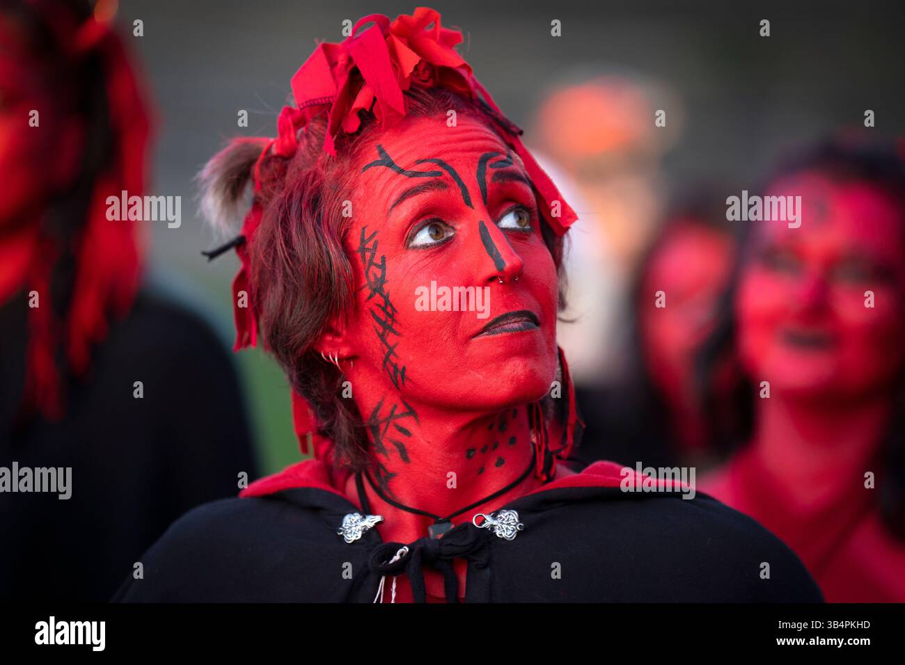 Performers take part in the Beltane Fire Festival in Edinburgh. A ...