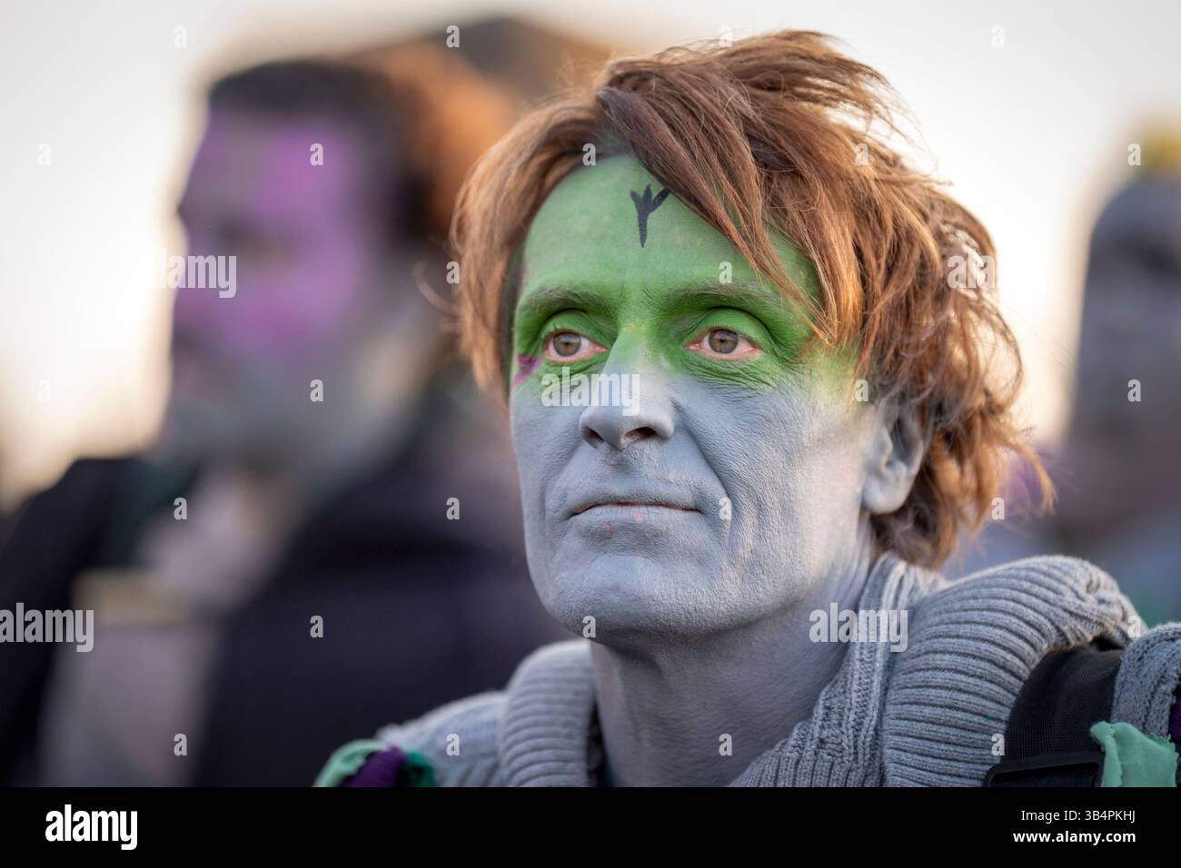 Performers take part in the Beltane Fire Festival in Edinburgh. A ...