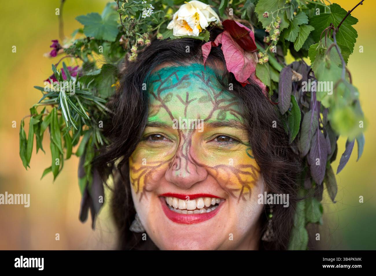 Performers take part in the Beltane Fire Festival in Edinburgh. A ...