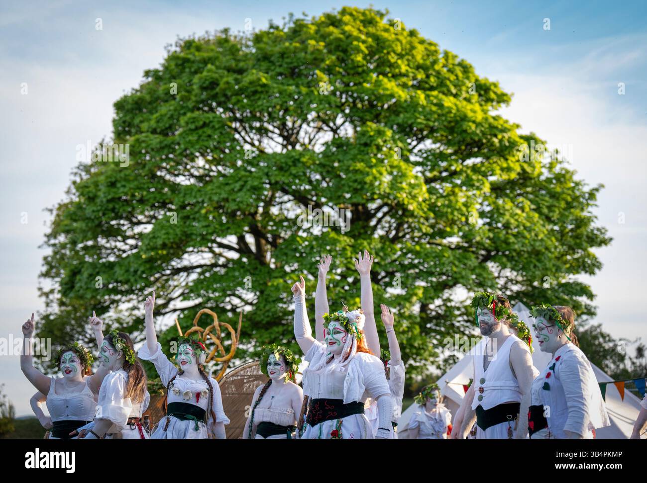 Performers take part in the Beltane Fire Festival in Edinburgh. A ...