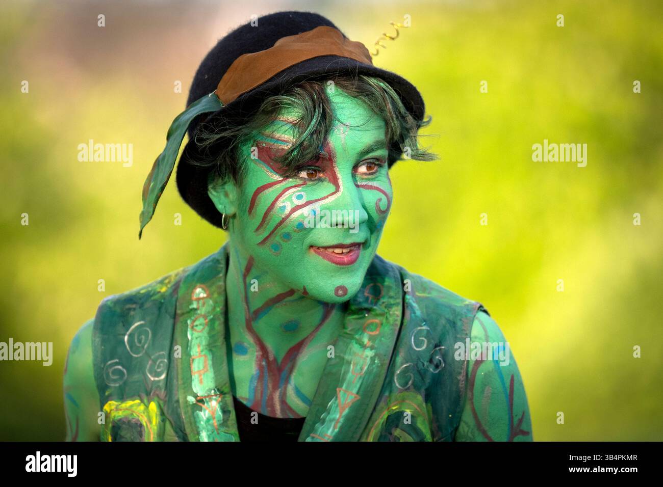 Performers take part in the Beltane Fire Festival in Edinburgh. A ...