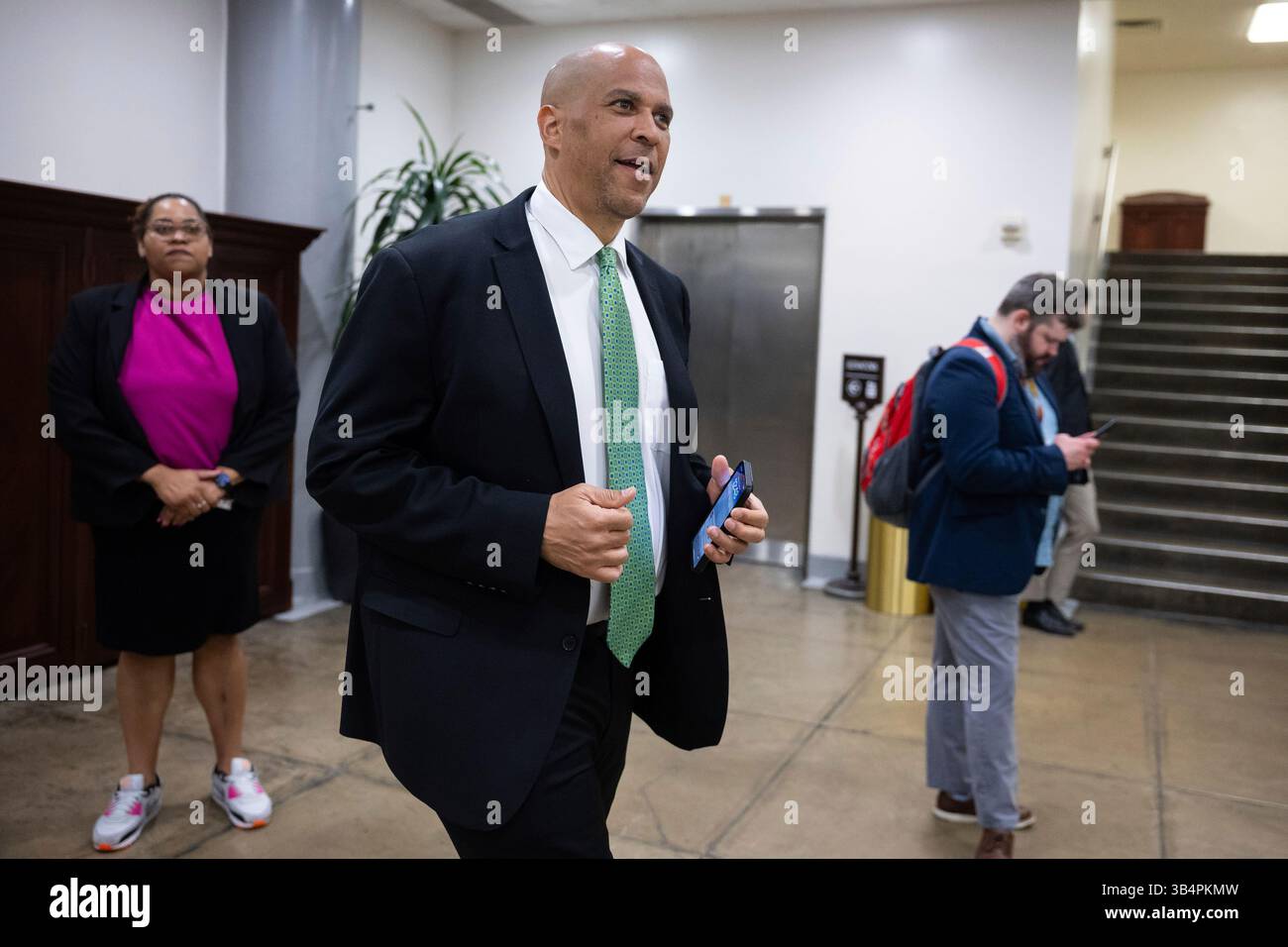 Sen. Cory Booker (D-N.J.) is seen on Capitol Hill April 30, 2025 ...