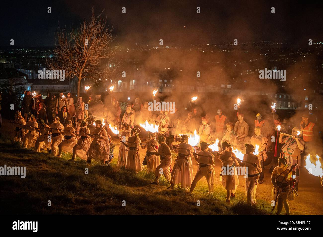 Performers take part in the Beltane Fire Festival in Edinburgh. A ...