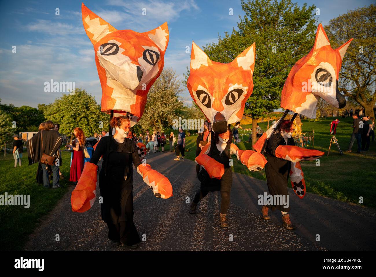 Performers take part in the Beltane Fire Festival in Edinburgh. A ...