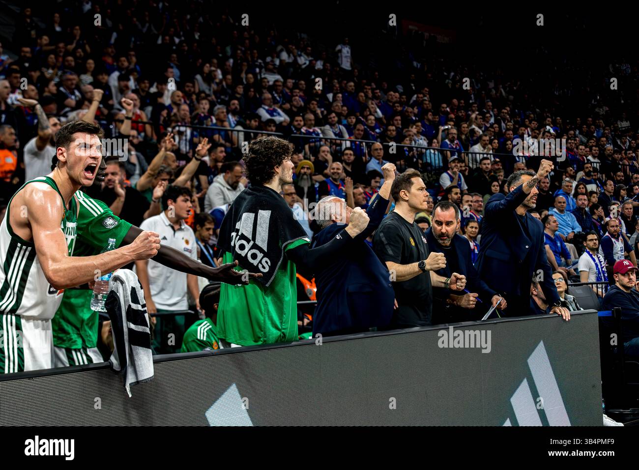 ISTANBUL, TURKEY - April 30 , 2025: Panathinaikos AKTOR Athens Bench in ...