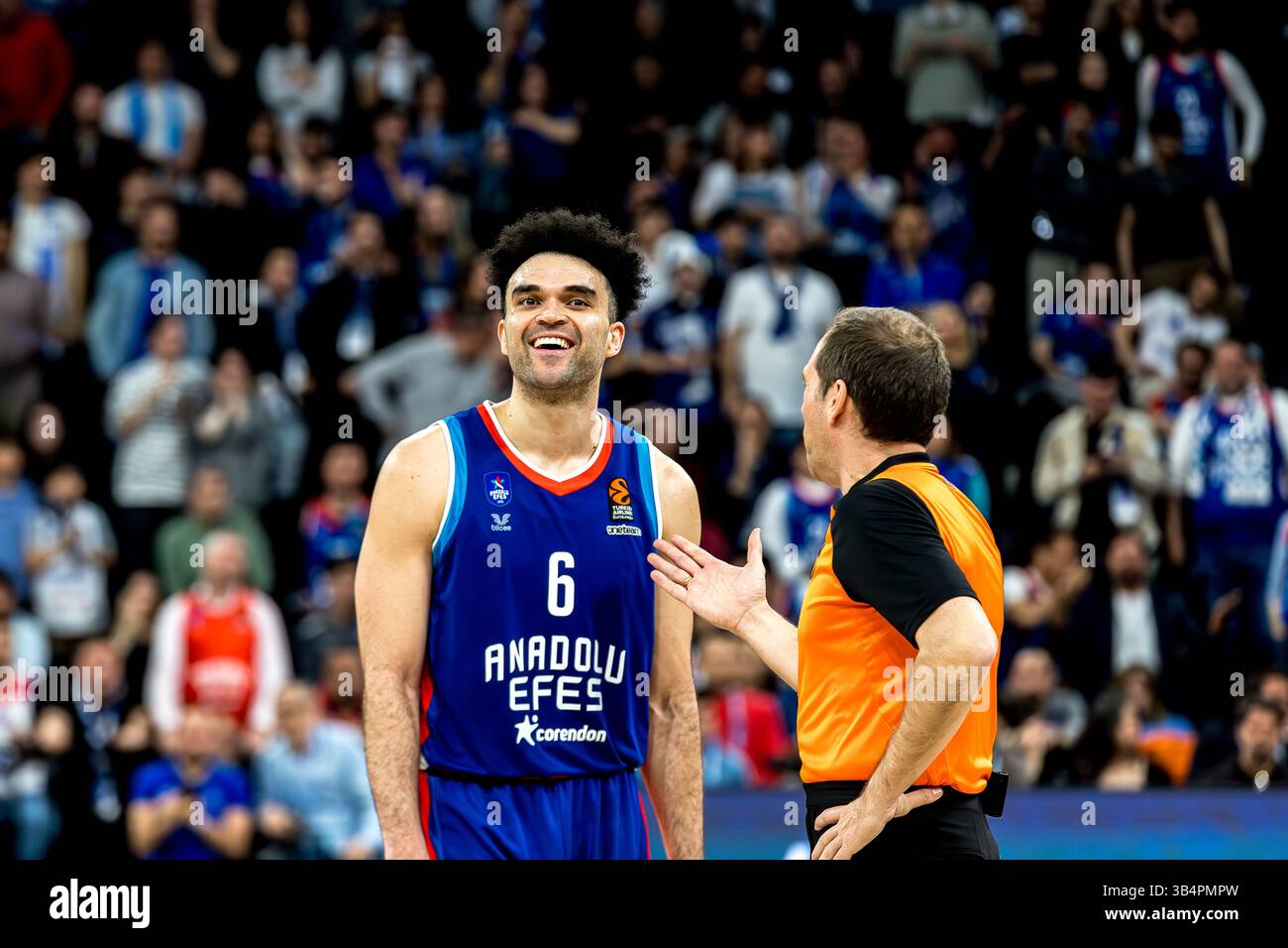 ISTANBUL, TURKEY - April 30 , 2025: ELIJAH BRYANT ,#6 of Anadolu Efes in action during Turkish ...