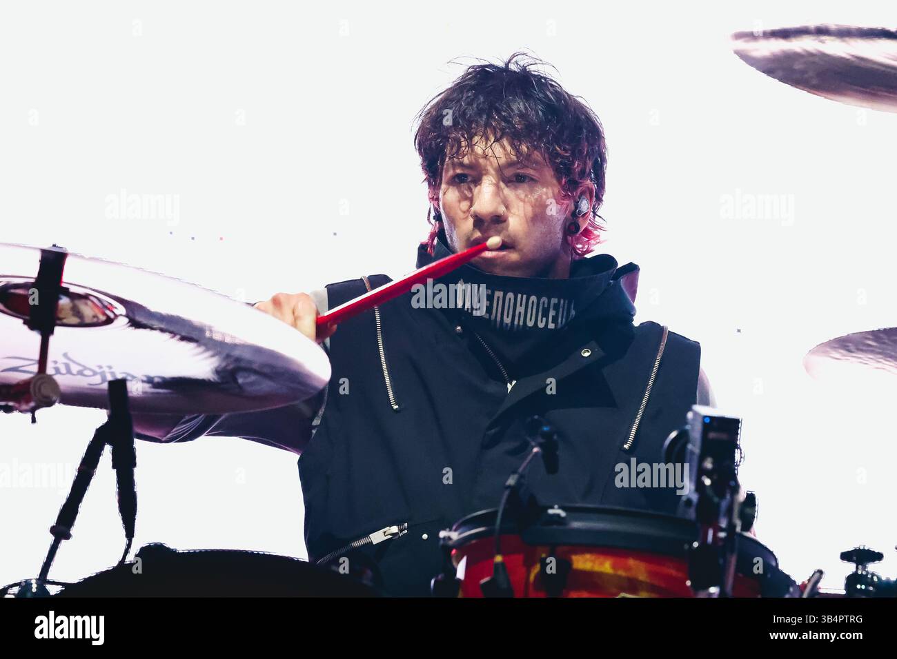 Milan, Italy. 28th Apr, 2025. Josh Dun of Twenty One Pilots performs ...