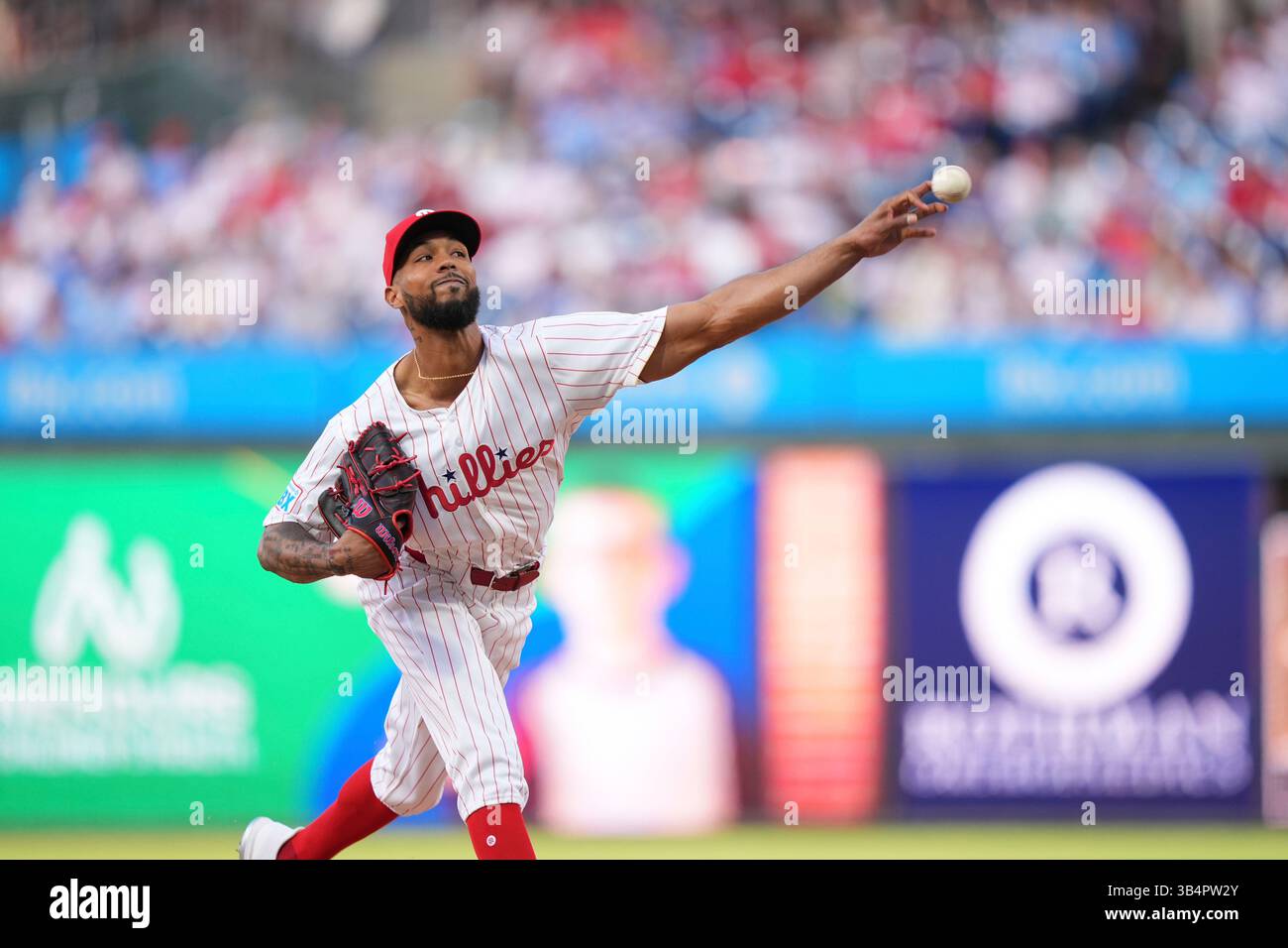 Philadelphia Phillies' Cristopher Sánchez plays during a baseball game ...