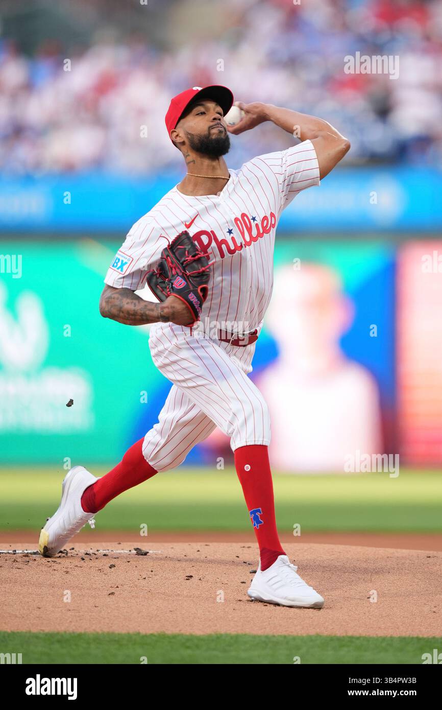 Philadelphia Phillies' Cristopher Sánchez plays during a baseball game ...