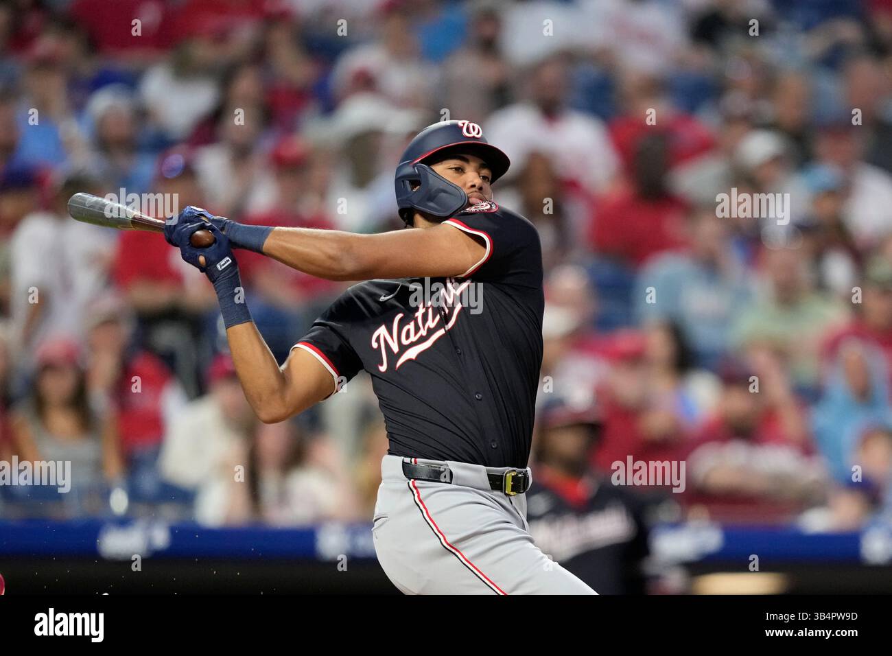 Washington Nationals' James Wood plays during a baseball game, Wednesday, April 30, 2025, in ...