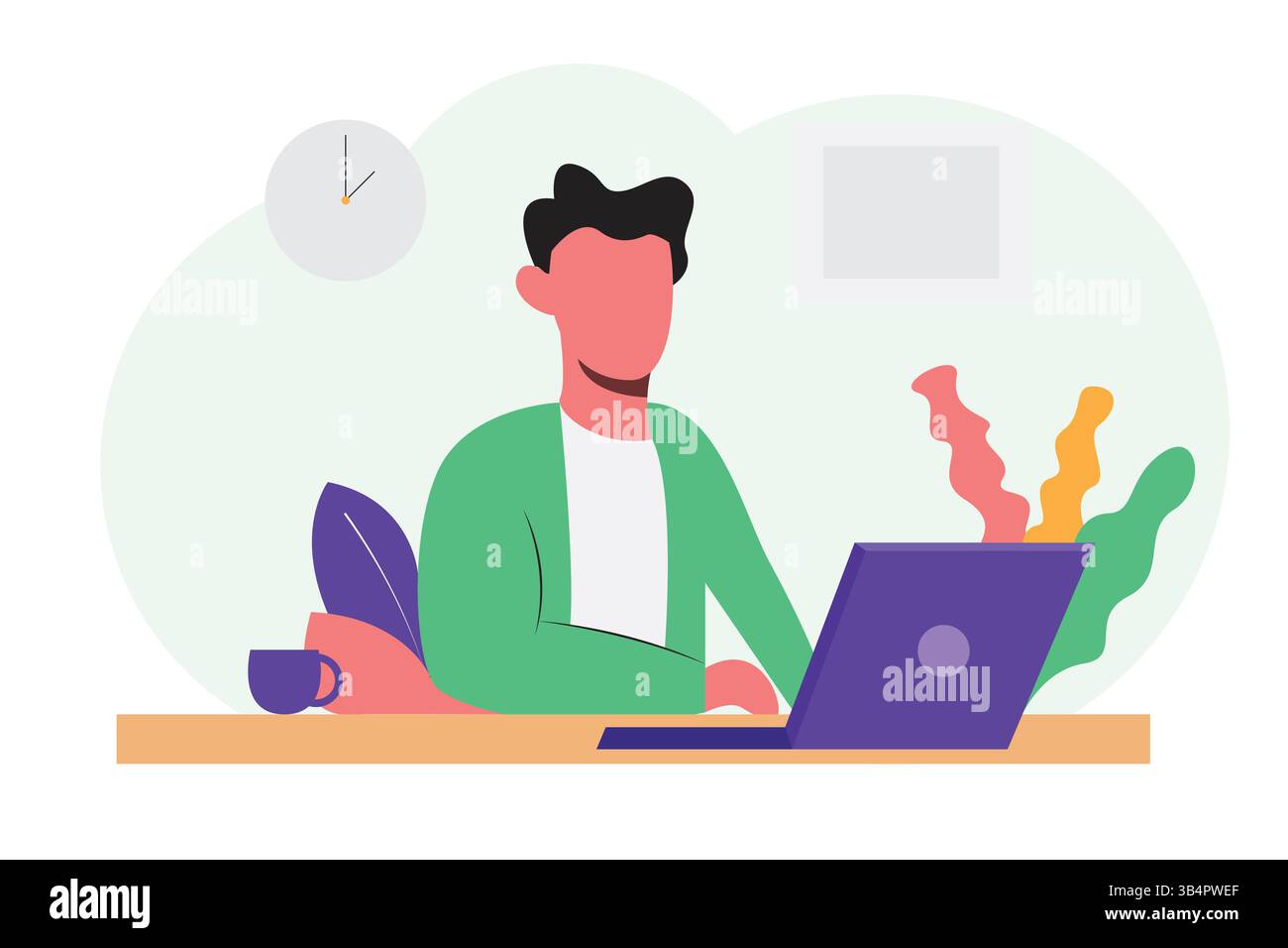 Young adult working desk Stock Vector Images - Alamy