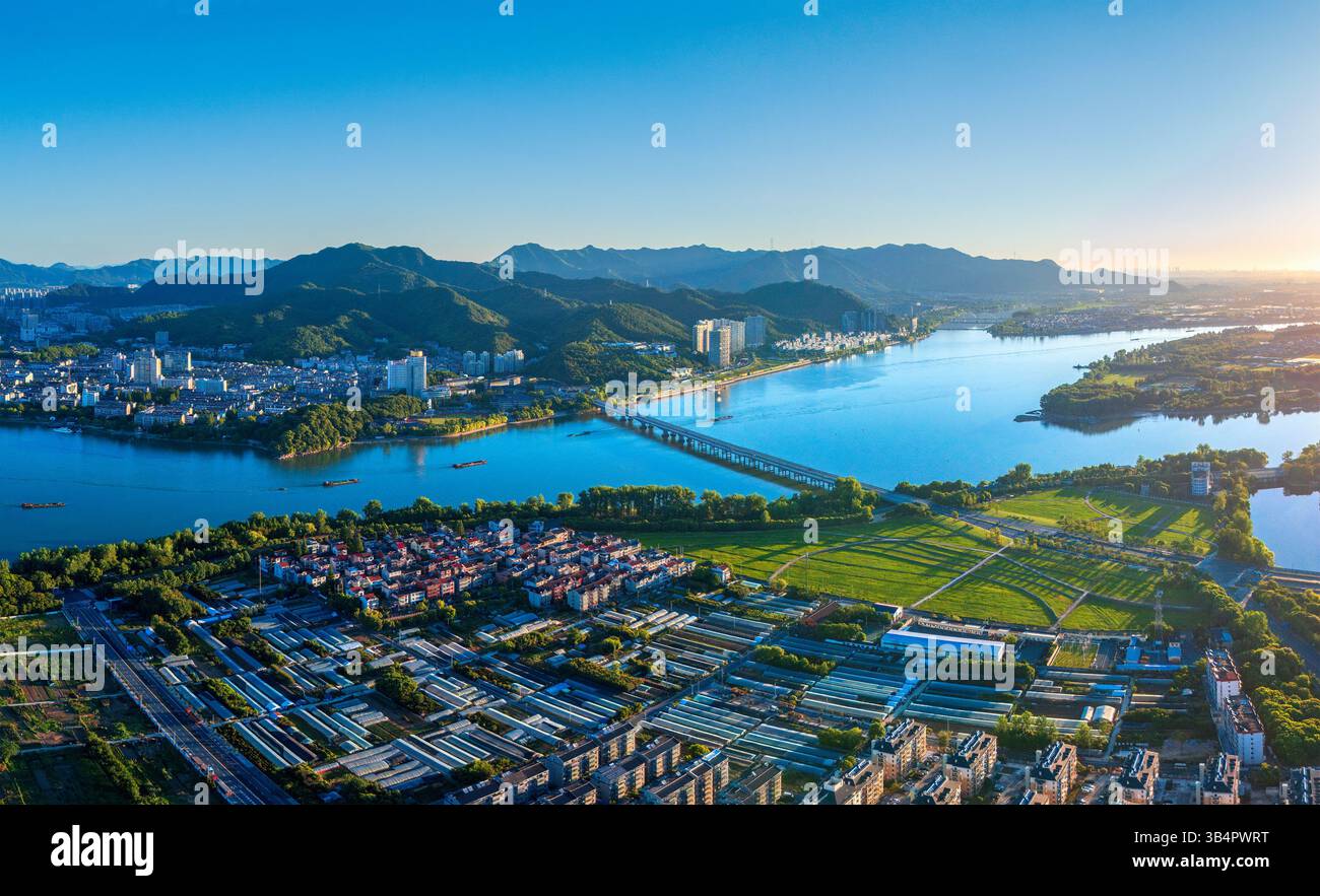 Aerial photo of the First Fuchun River Bridge in Fuyang District ...