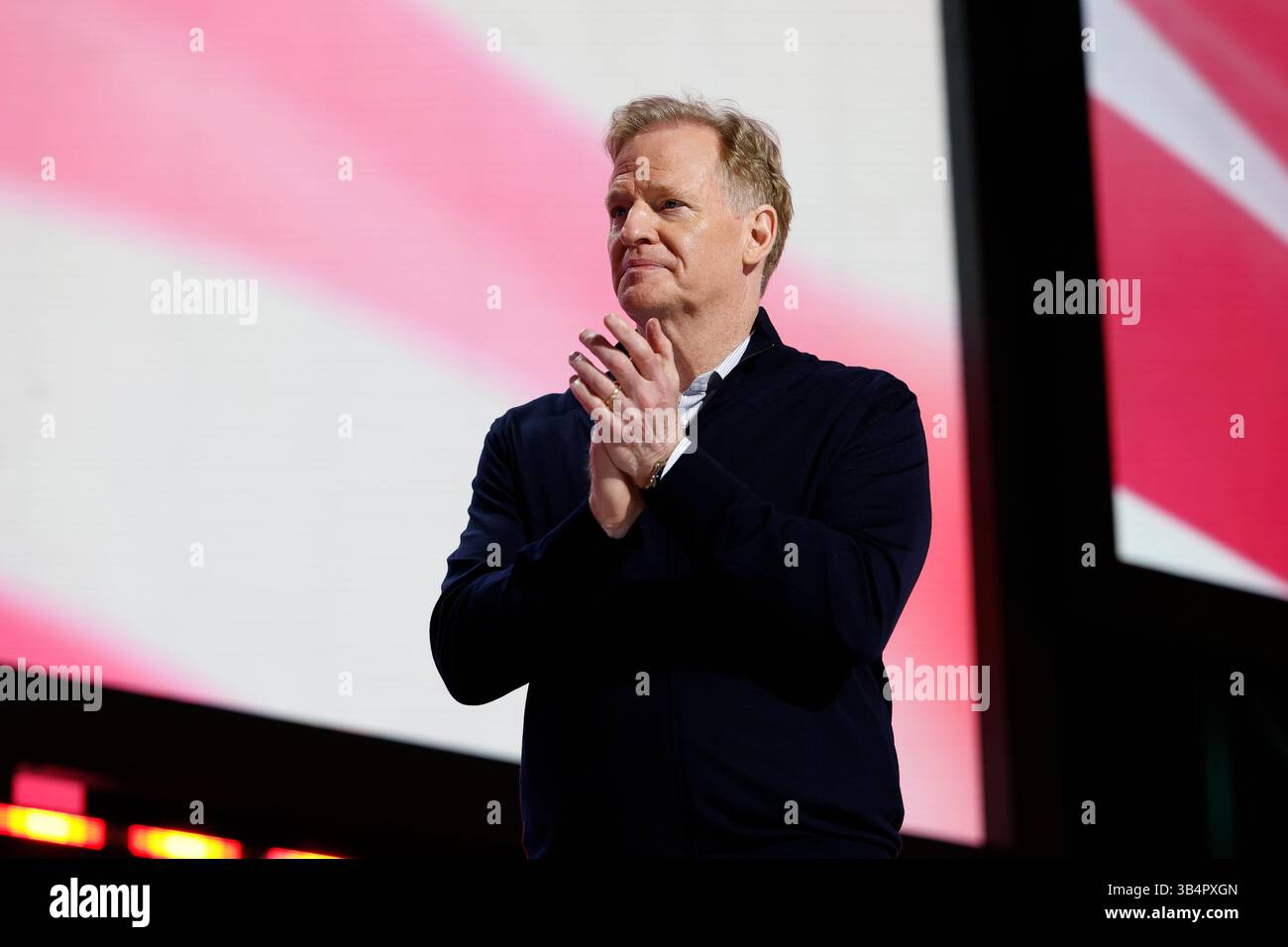 NFL Commissioner Roger Goodell motions on stage during the second round ...
