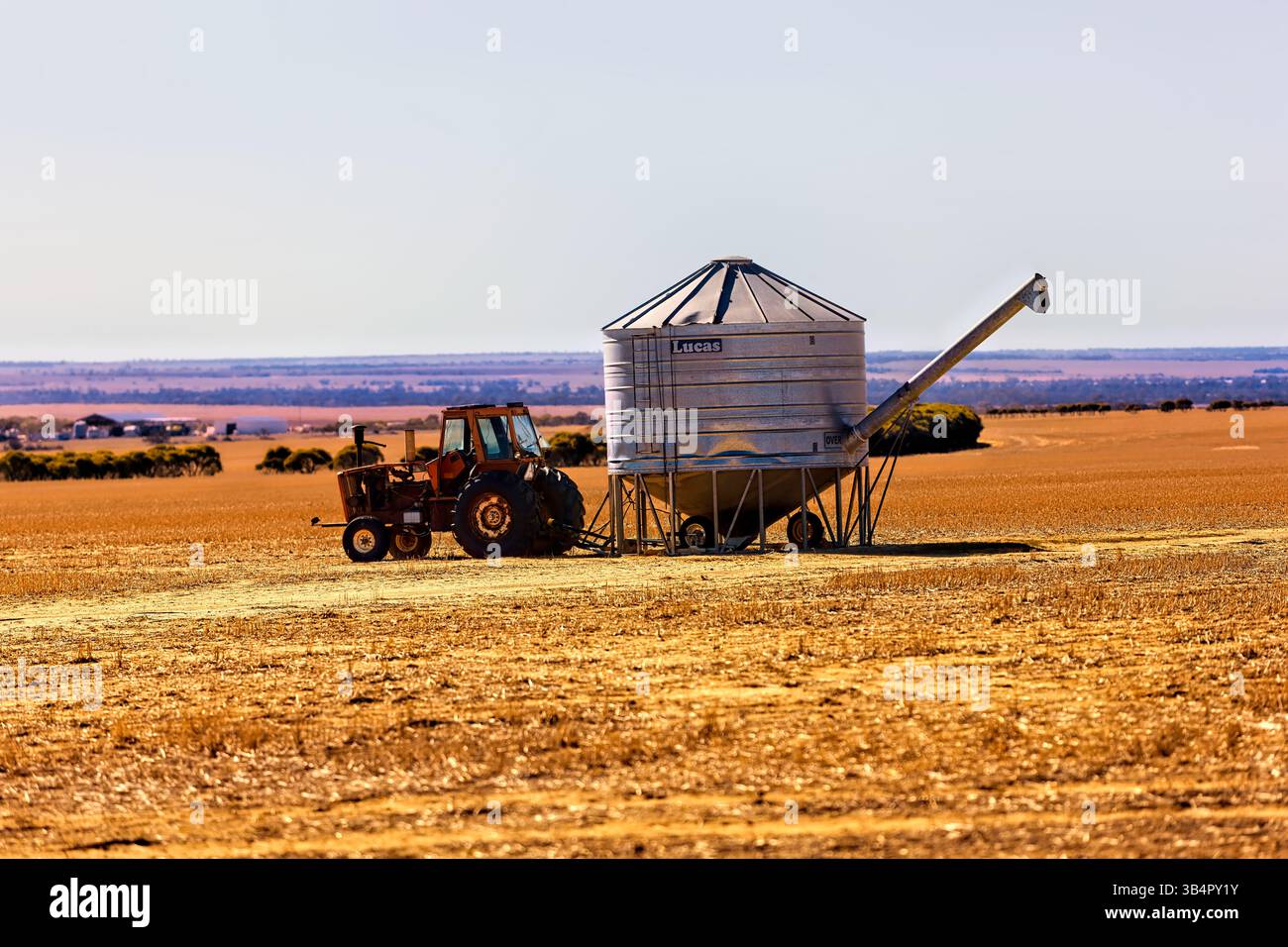 Tractor and grain auger hopper, Western Australia Stock Photo - Alamy