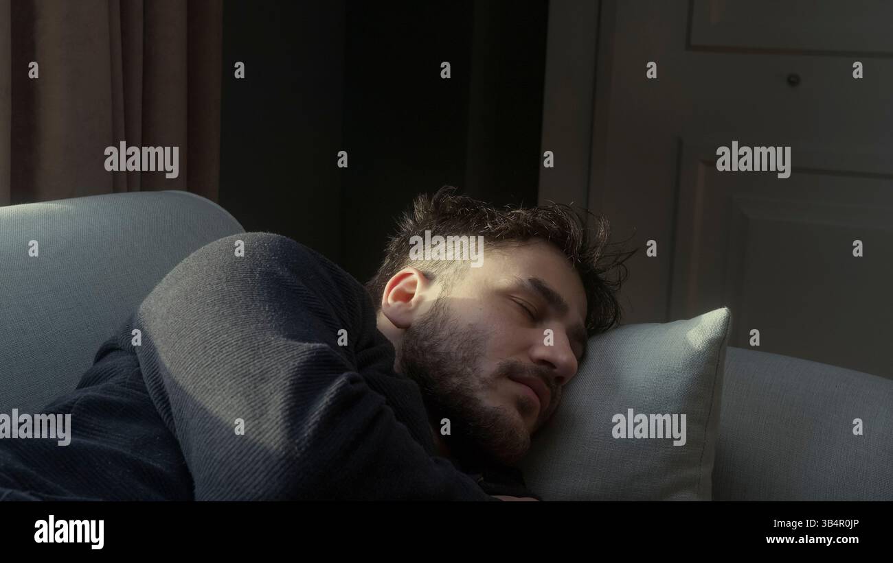 Young Man Suffering from Neck and Back Pain After Sleeping in an ...