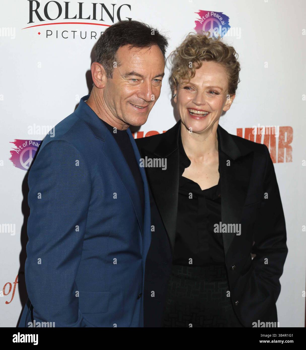 April 30, 2025, New York, New York, USA: Actors JASON ISAACS and MAXINE ...