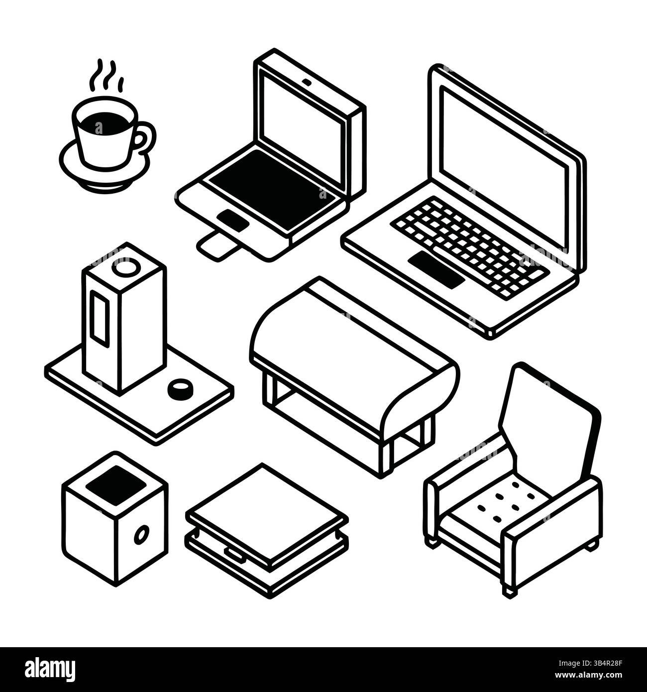 Remote Work and Home Office Vectors – Digital Workspace Icons and ...