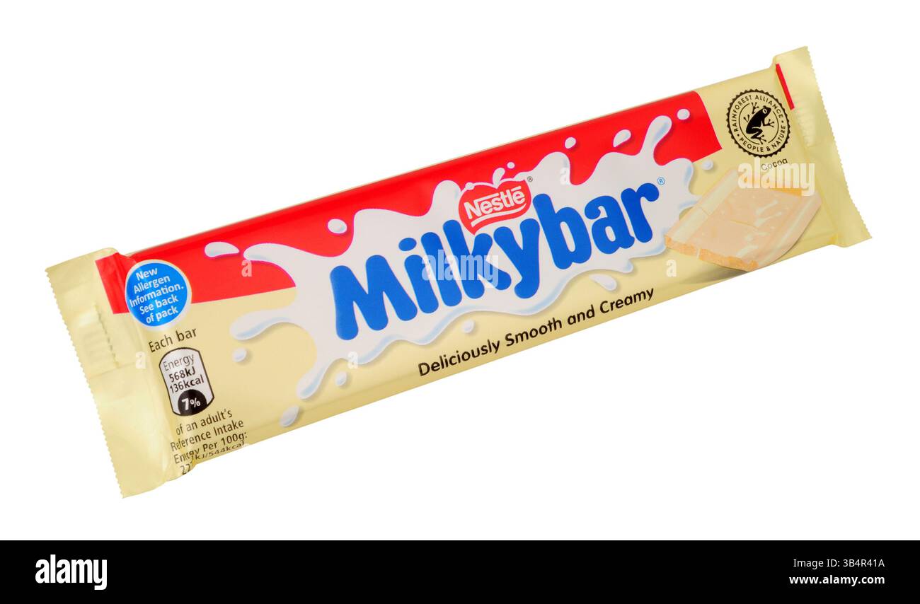 Nestle Milkybar white chocolate individual 25g bars Stock Photo - Alamy