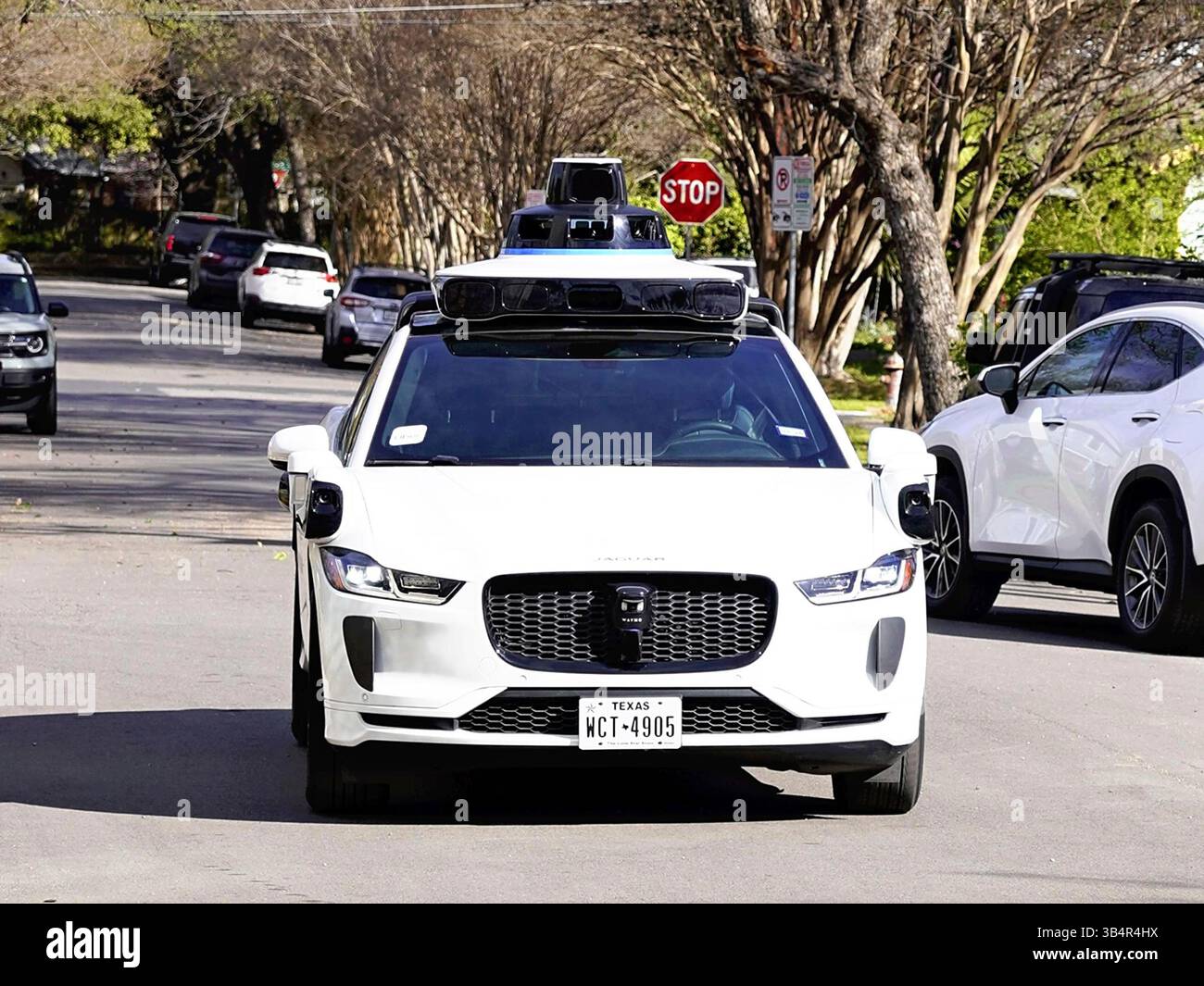 WAYMO, autonomous vehicle, runs on a road in Texas, United States of ...
