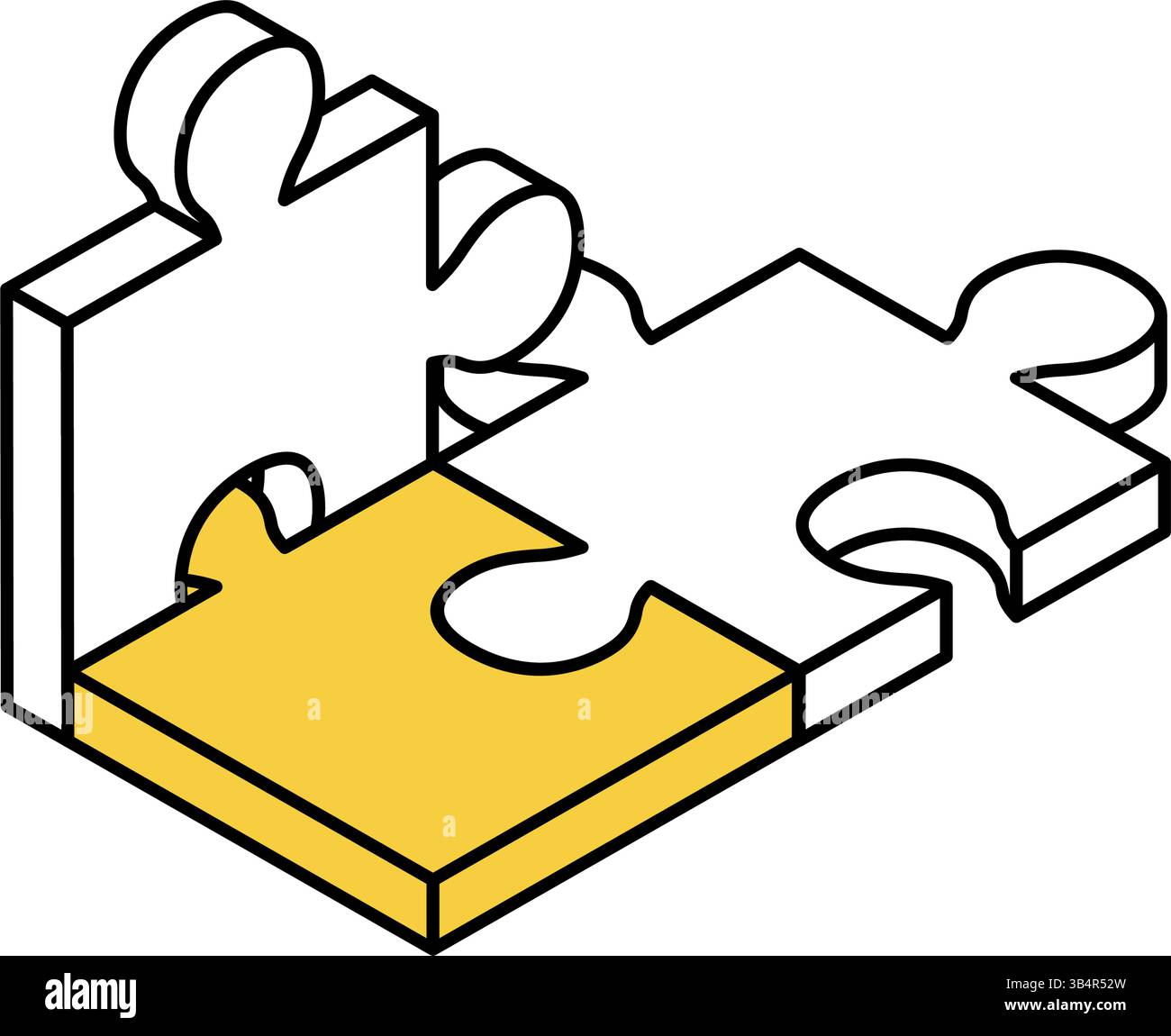 Isometric Line Icon of Connected Puzzle Pieces – Simple Vector ...