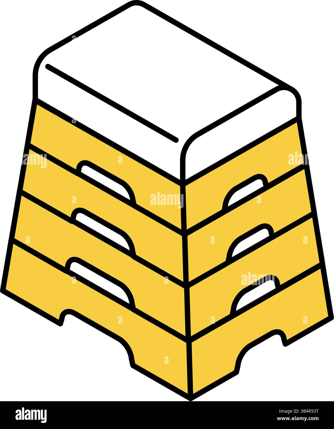 Simple line drawing icon of a jumping box, isometric illustration ...