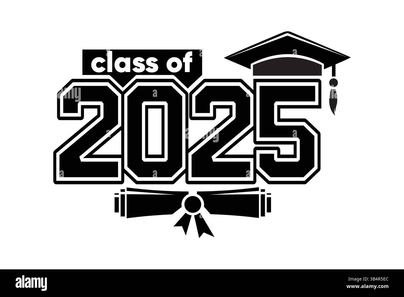 Class of 2025 Graduation Design with Cap and Diploma Graphic Stock ...