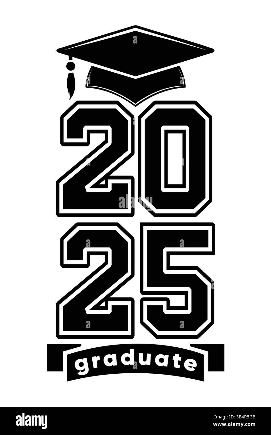 2025 Graduate Typography with Graduation Cap Graphic Stock Vector Image ...