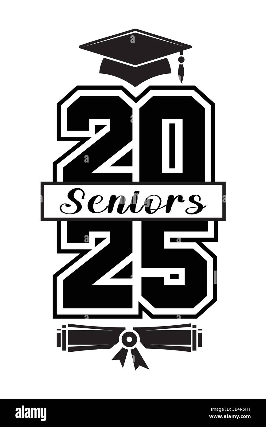Class of 2025 Seniors Graduation Cap and Diploma Graphic Design Stock Vector Image & Art - Alamy