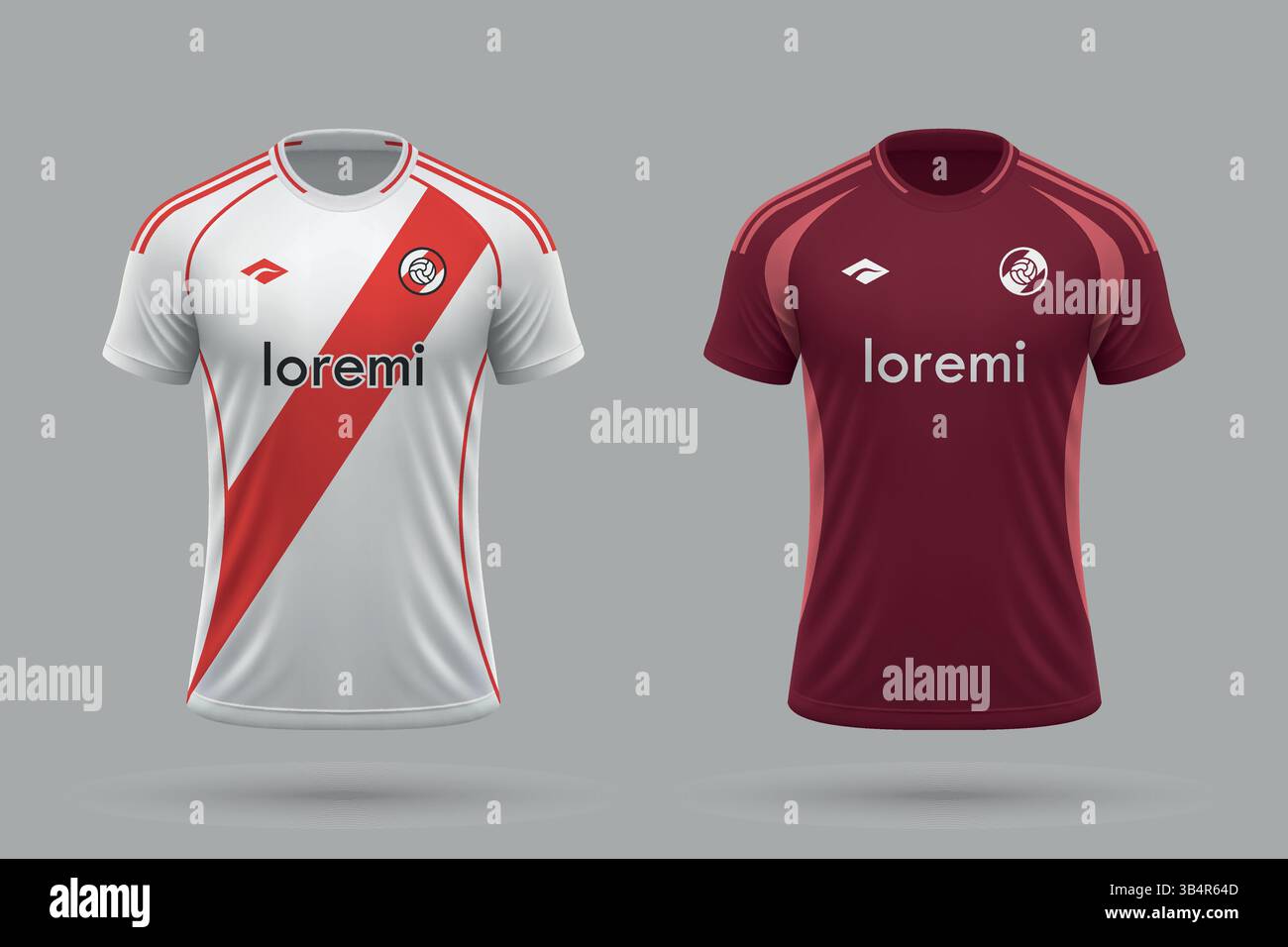 3d realistic soccer home and away jersey in River Plate style, football ...