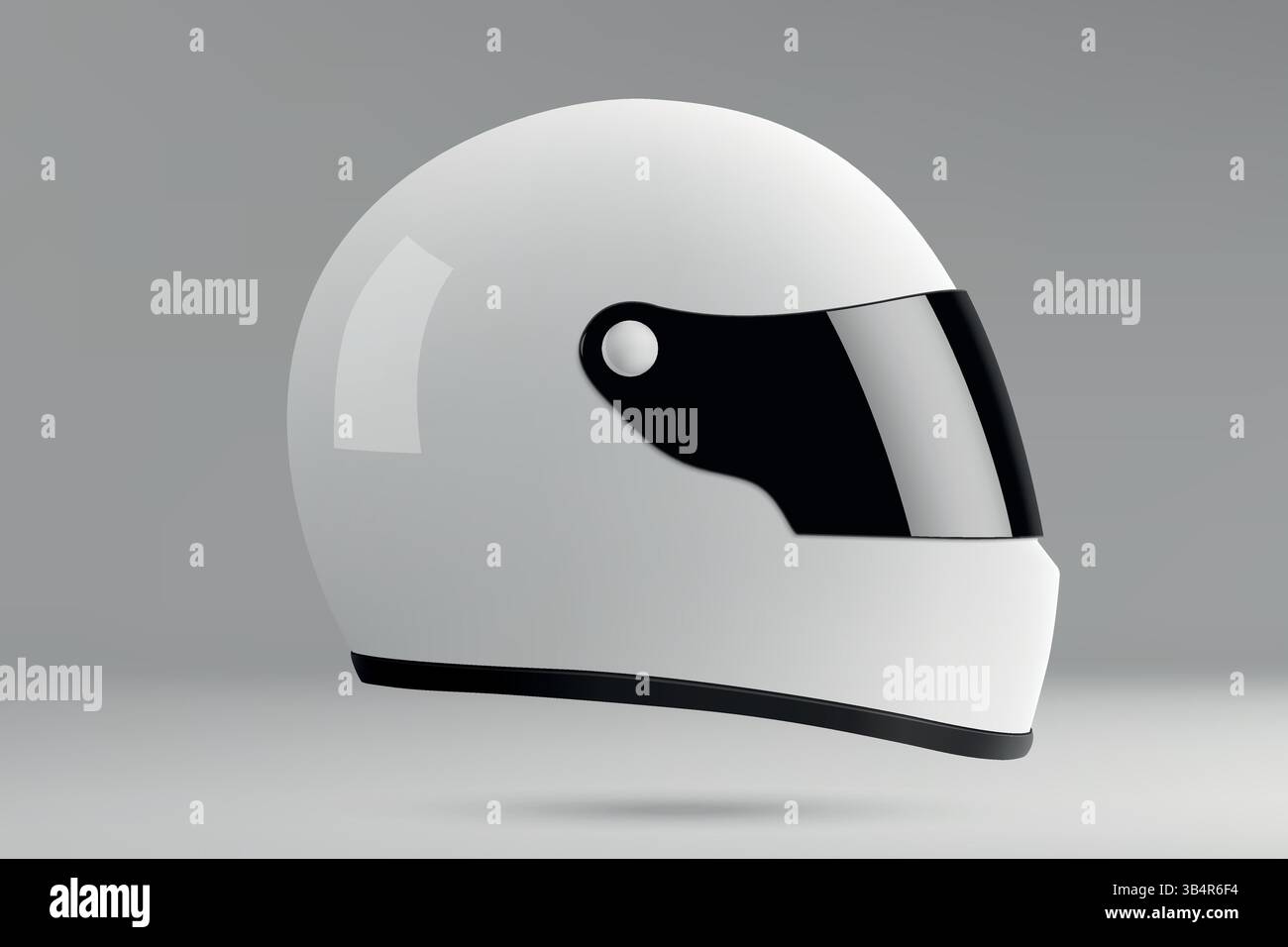 Minimalist white helmet with black visor, shown in clean left-side ...