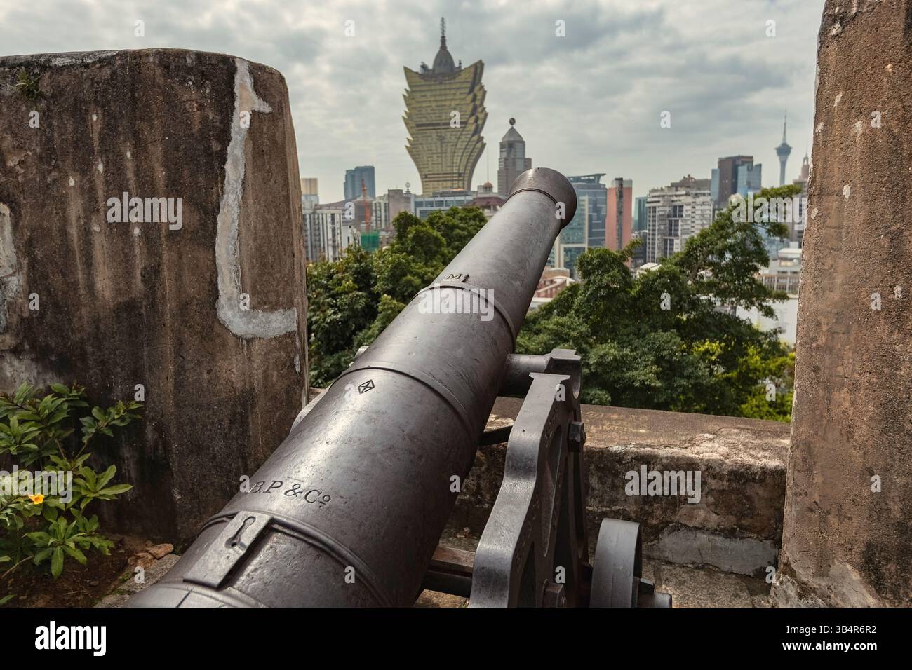 Old cannon on the Monte Fort hill, the old fortess built by Portuguese ...
