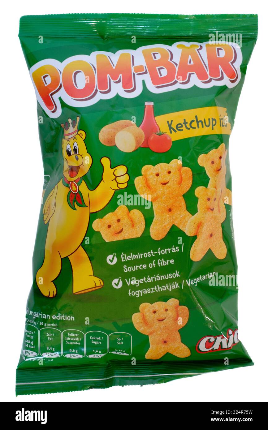 bag of chio pom bar ketchup flavoured potato crisps chips cut out on ...