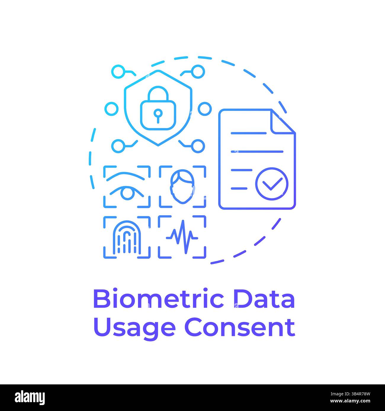 Biometric data usage consent blue gradient concept icon Stock Vector ...