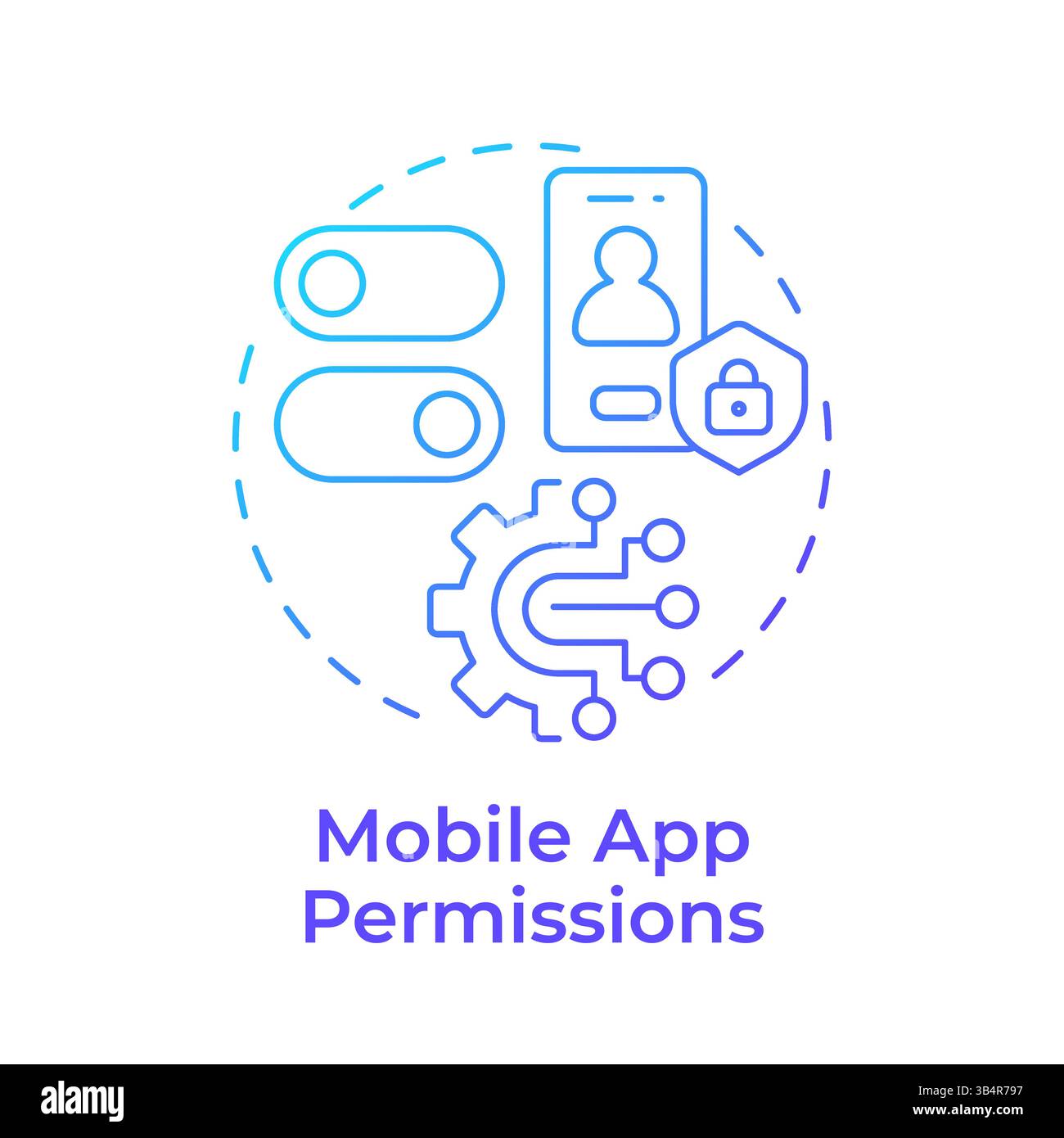 Mobile App Permissions Blue Gradient Concept Icon Stock Vector Image