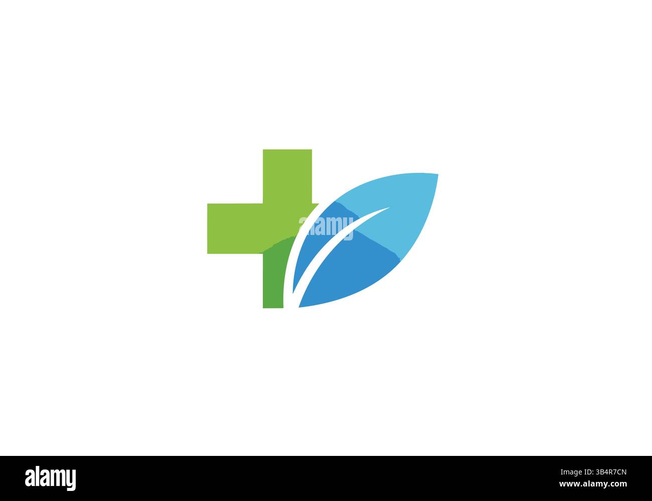 Green Cross and Blue Leaf Logo Symbolizing Healthcare and ...