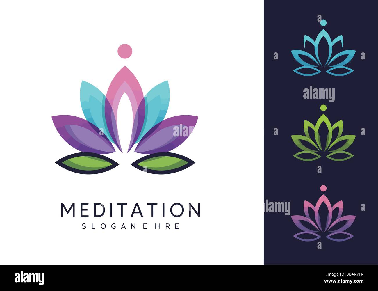 Elegant Lotus Meditation Logo in Multiple Color Variations Stock Vector ...