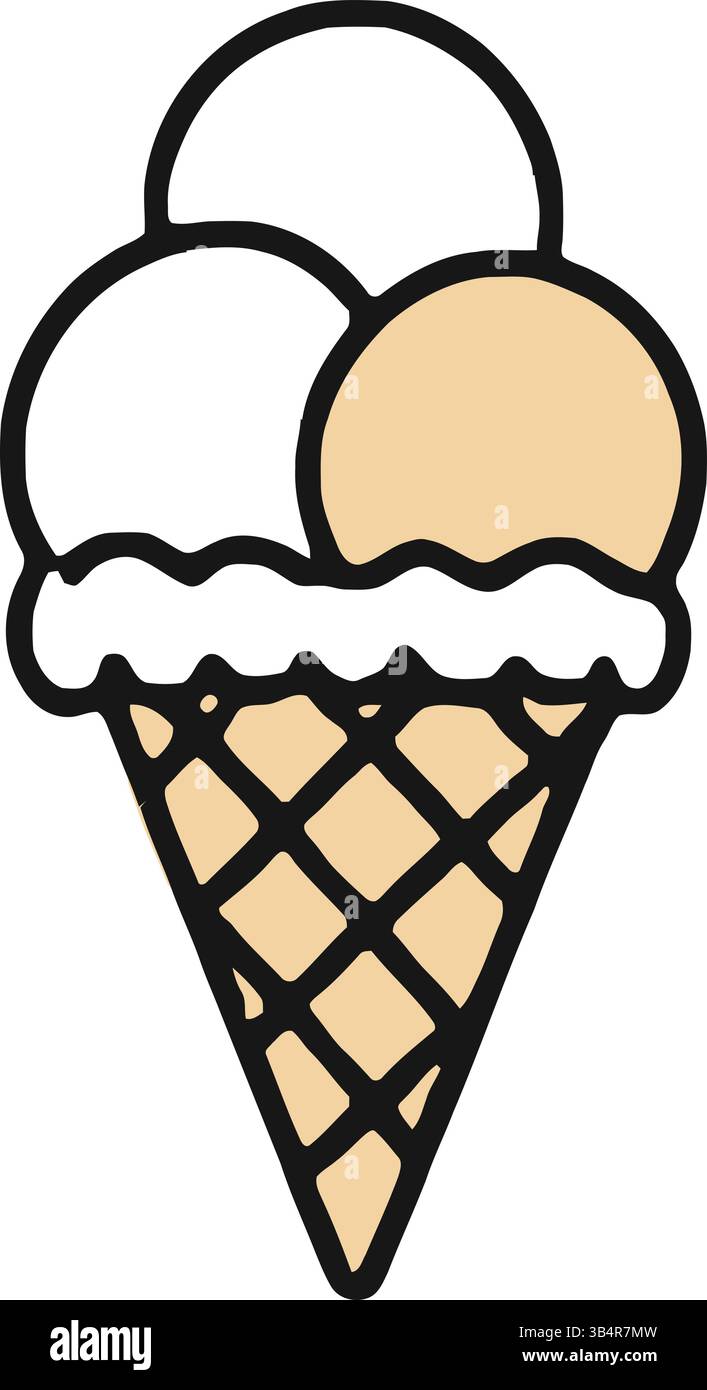Classic Double-Scoop Ice Cream Cone Icon – Sweet Treat and Dessert ...