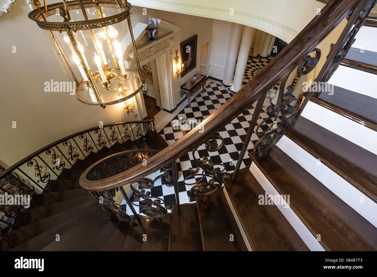 Spiral staircase at the 1928 Swan House mansion, built for Edward and ...
