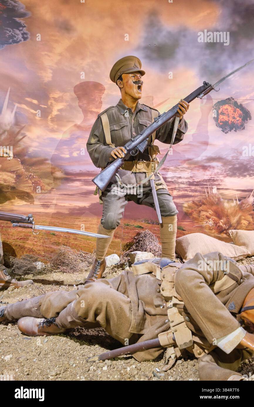 Detail of a large diorama depicting combat, battle between ANZAC ...